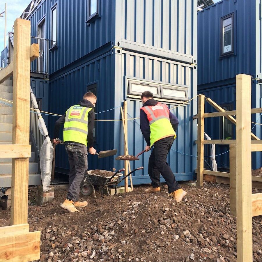 Cargo House Bute Street Containers - Cadwyn Housing Association